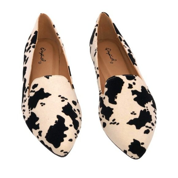 Qupid | Shoes | Cow Print Flats | Poshmark